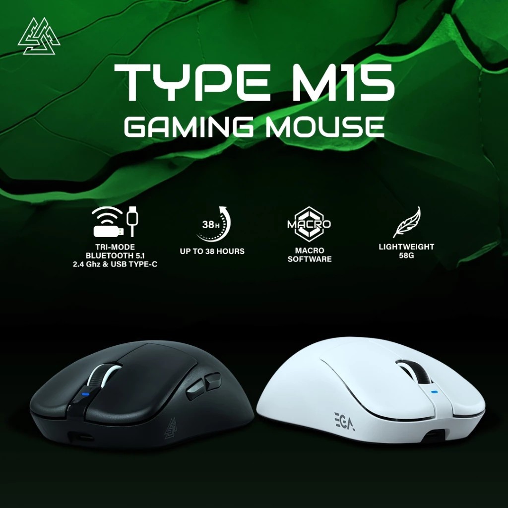 เมาส์เกมมิ่งไร้สาย Bluetooth/Wireless/Wired EGA รุ่นType M15 Gaming ...