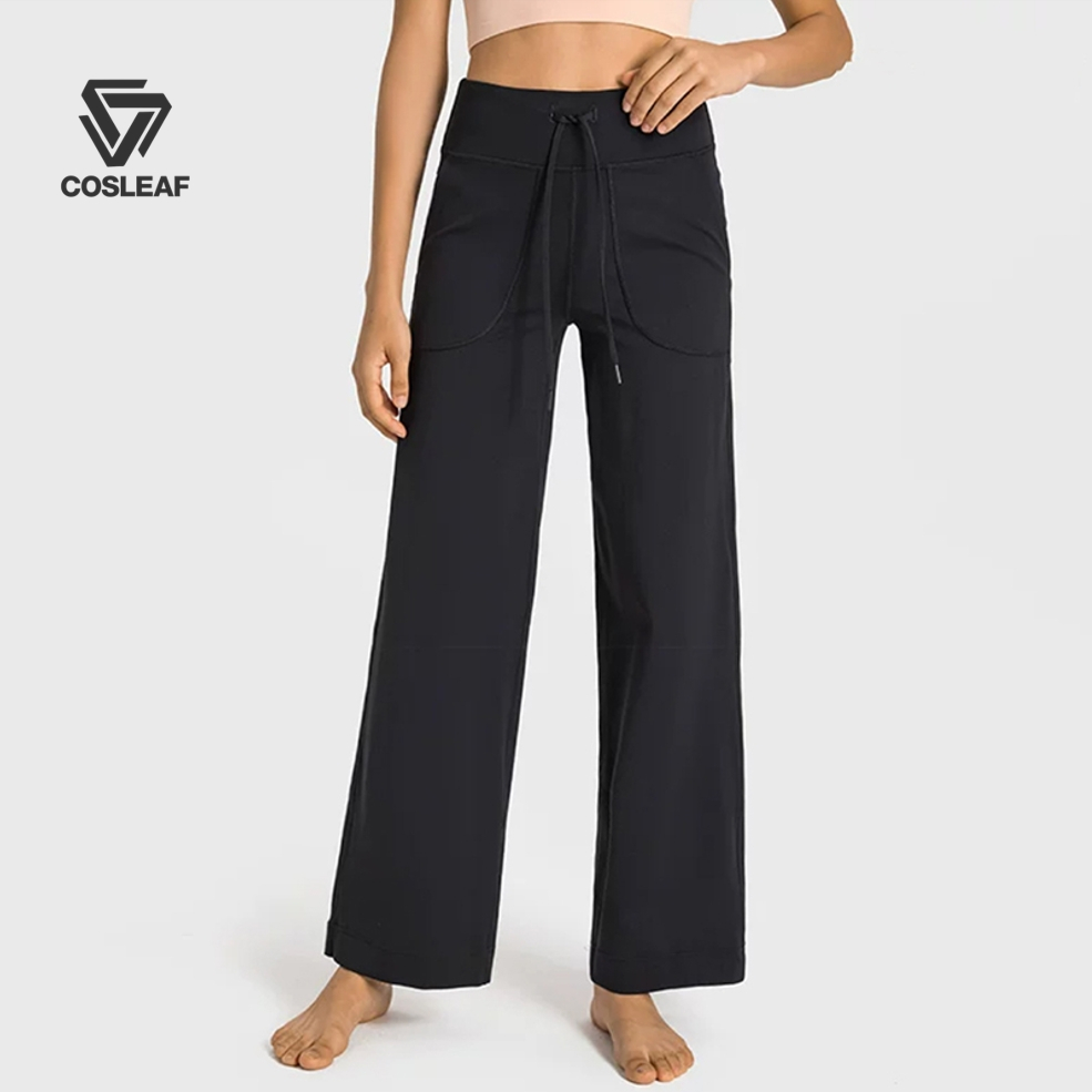 Cosleaf กางเกงทรงกระบอก กางเกงเล่นโยคะ ฟิตเนส มีเชือก มีกระเป๋าใส่ของ ...