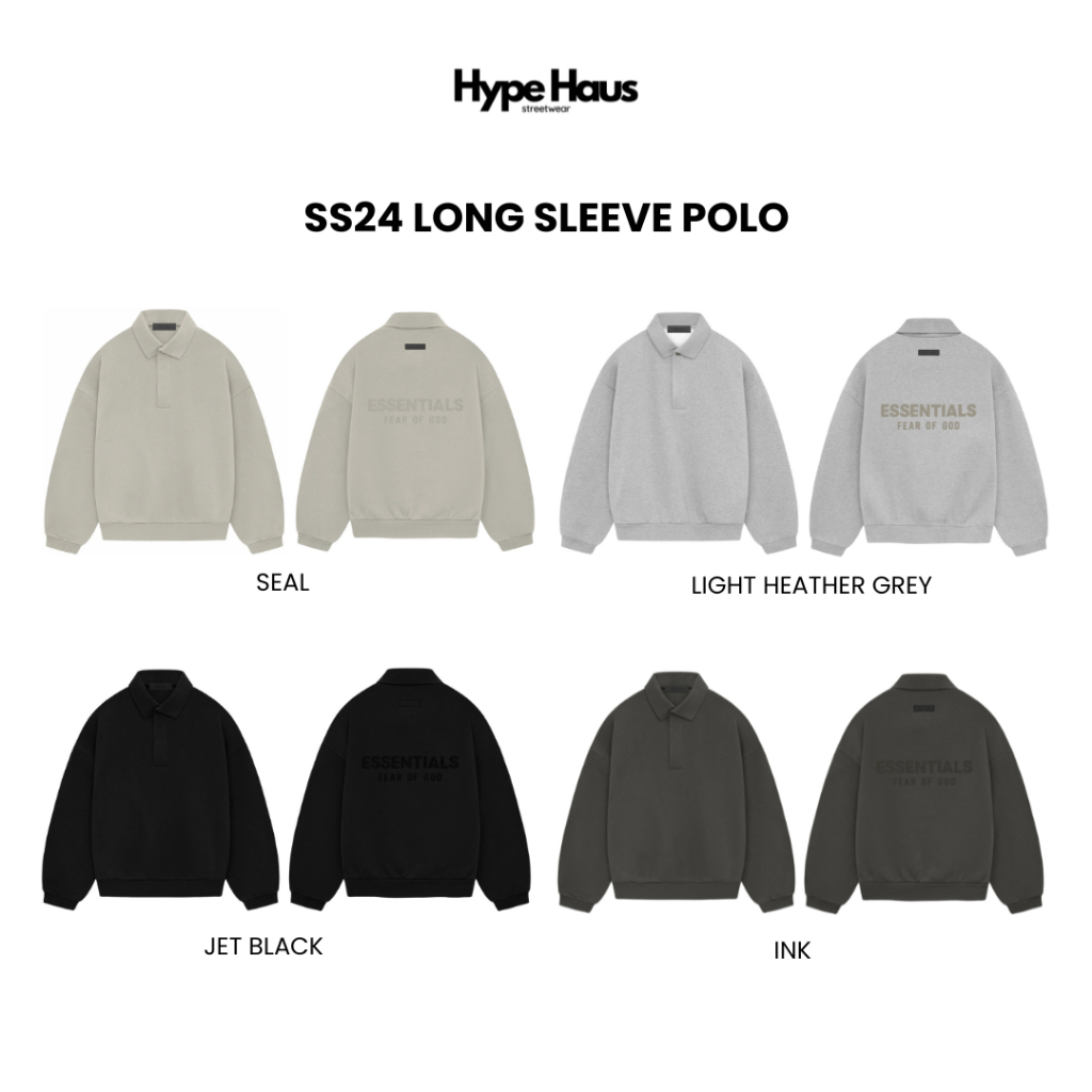 Essentials SS24 Long Sleeve Polo (โลโก้ยาง) | Shopee Thailand
