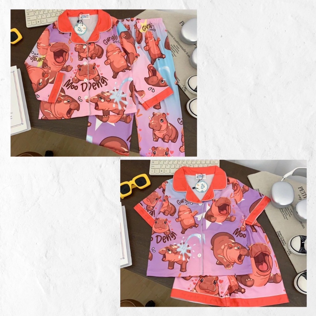 PANG KIDS ชุดนอนเด็ก ต้าวหมูเด้ง มะมะมะหมูเด้งงงง 0573 | Shopee Thailand