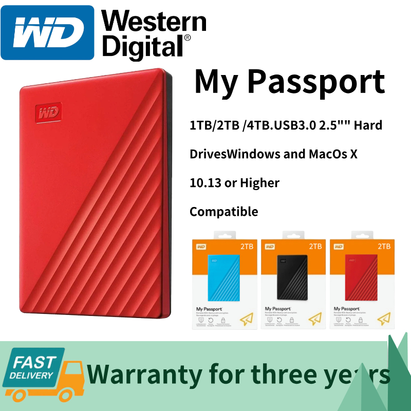1T/2T/4T ฮาร์ดดิสพกพา ฮาร์ดไดรฟ์คุณภาพสูง WD My Passport Western ...