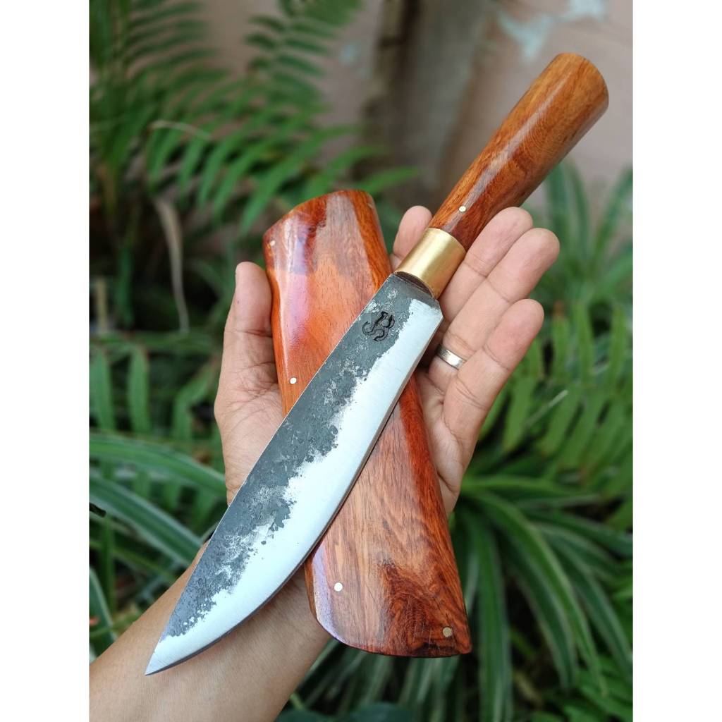 มีดเหน็บ อีเหน็บ E-Nep มีดซุย มีดเดินป่า มีดแคมป์ 6.4” SUP9 ผิวไฟ ด้ามฝักไม้ประดู่ คอกั่นมีด และ ...