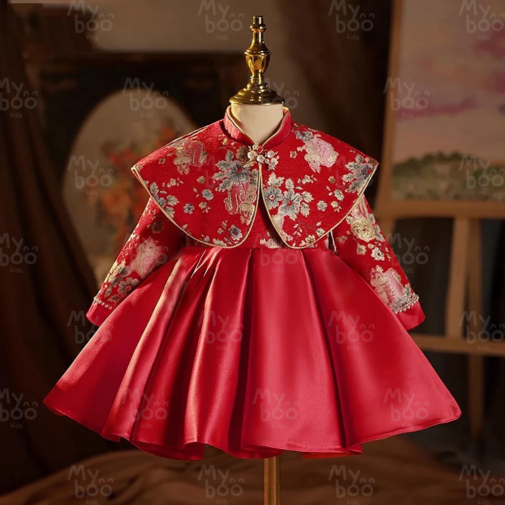 PANG KIDS ชุดเดรส ตรุษจีนลูกสาว ใส่ถ่ายรูปต้องปังค่า 0577 | Shopee Thailand