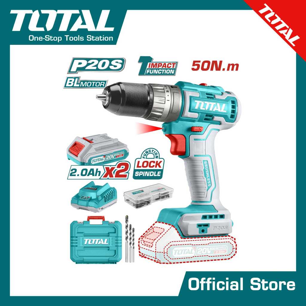 TOTAL สว่านกระแทกแบตเตอรี่ไร้สาย 20V. TIDLI20508 | Shopee Thailand