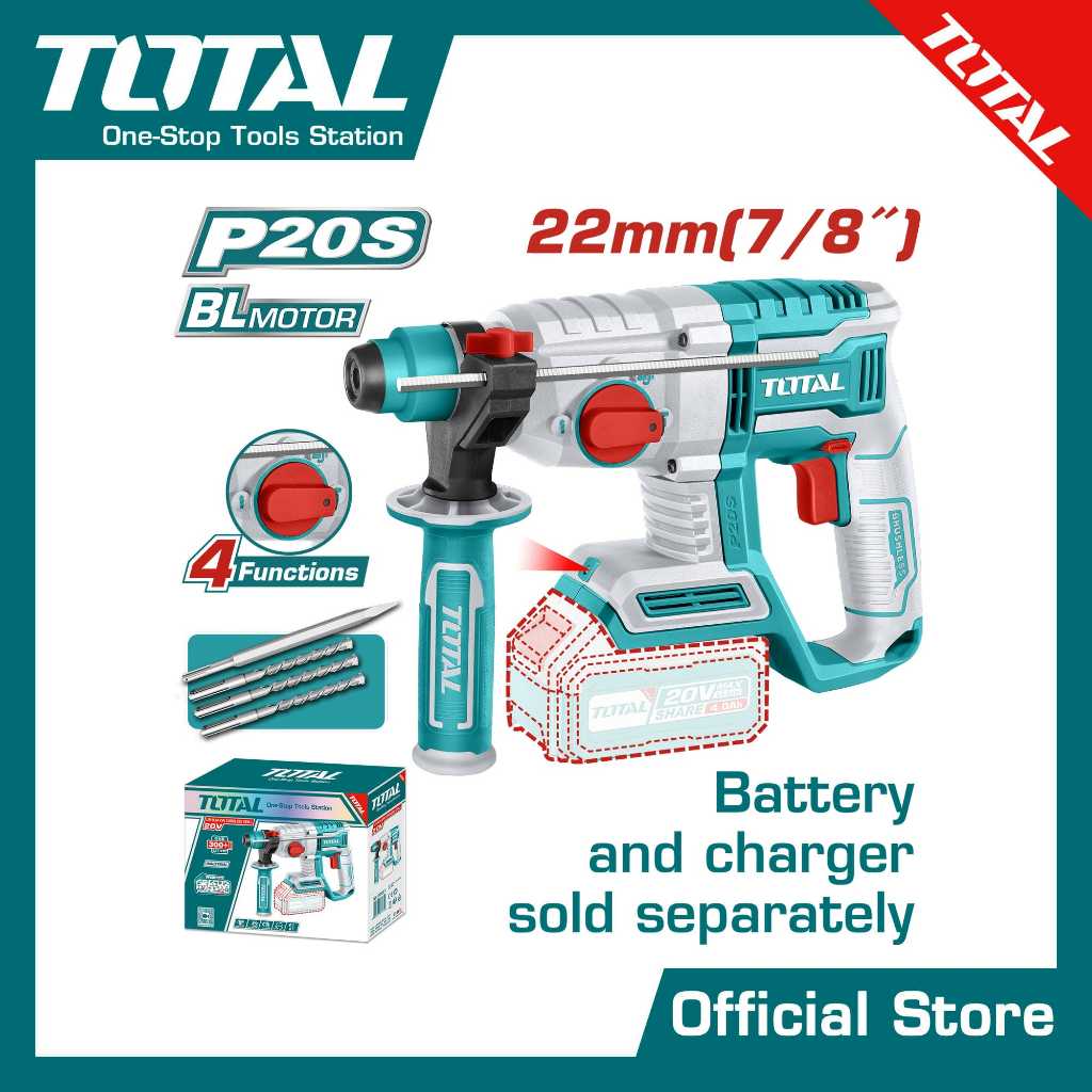 TOTAL สว่านโรตารี่ 22 มิล ไร้สาย20V. [3ระบบ] #TRHLI20208 | Shopee Thailand