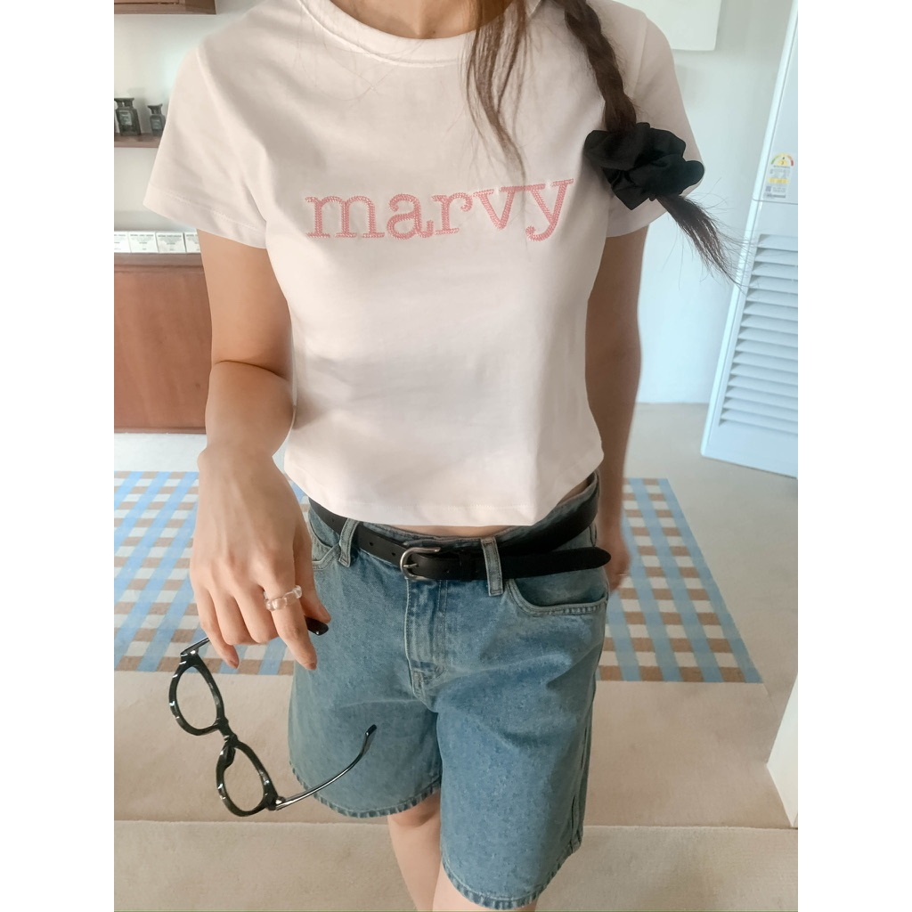 marvy chain logo tee (pink) | Shopee Thailand