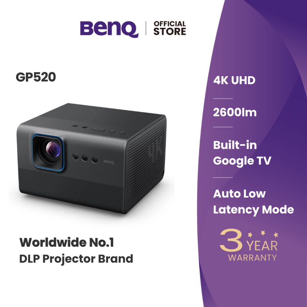 BenQ GP520 4K HDR 2600lm Home Entertainment Projector with Google TV (โปรเจคเตอร์ 4K) | Shopee ...
