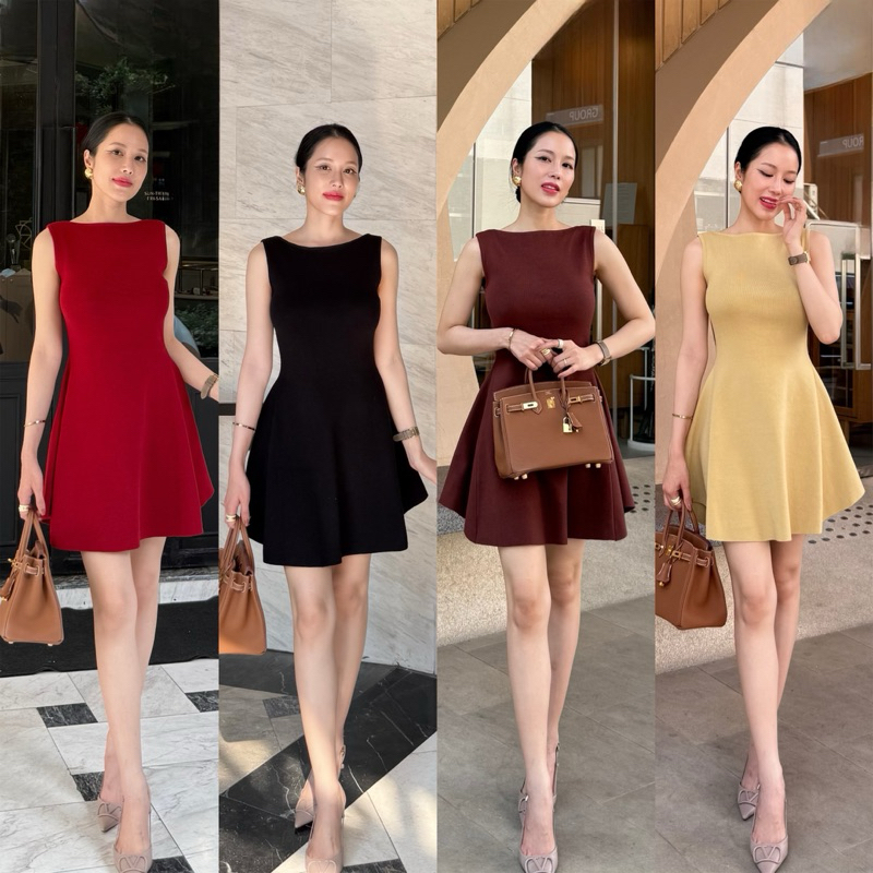 LITAS : NUNA DRESS เดรสสั้น เดรสสั้นกระโปรงบาน เดรสOld Money Style ( พร้อมส่ง ทุกสี / ยกเว้น ดำ ...