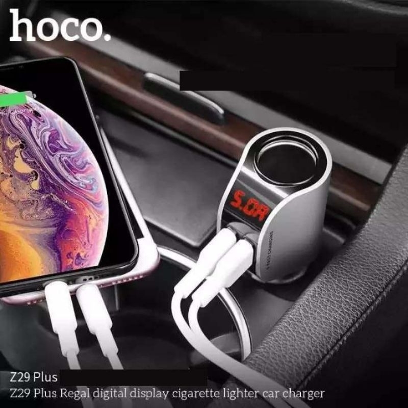 หัวชาร์จในรถ Hoco Z29+ หัวชาร์จ ชาร์จได้ 2 หัว 5A Car Charger LCD 2USB หัวชาร์จโทรศัพท์ในรถ ...