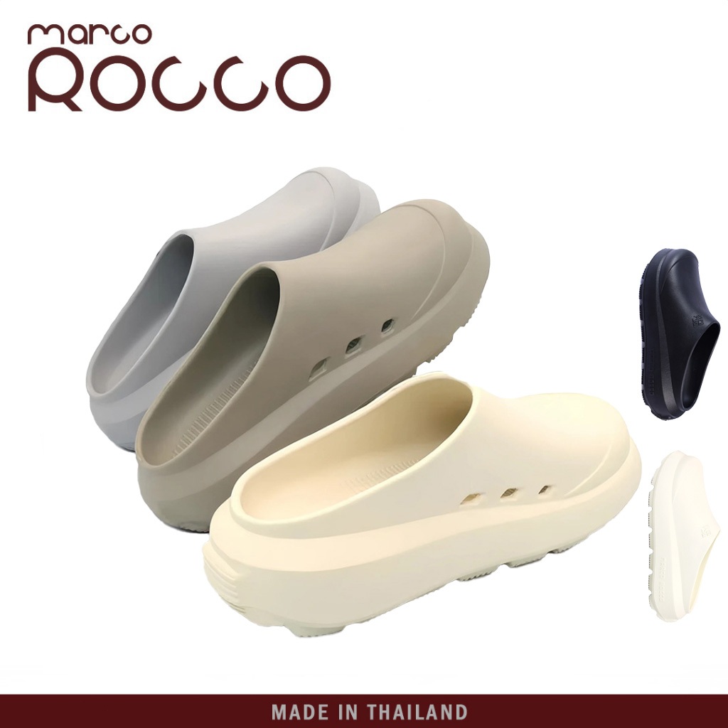 Marco Rocco รองเท้าแตะ รองเท้าหัวโต ส้นสูง4cmพื้นหนา กันลื่น สุขภาพดี ...