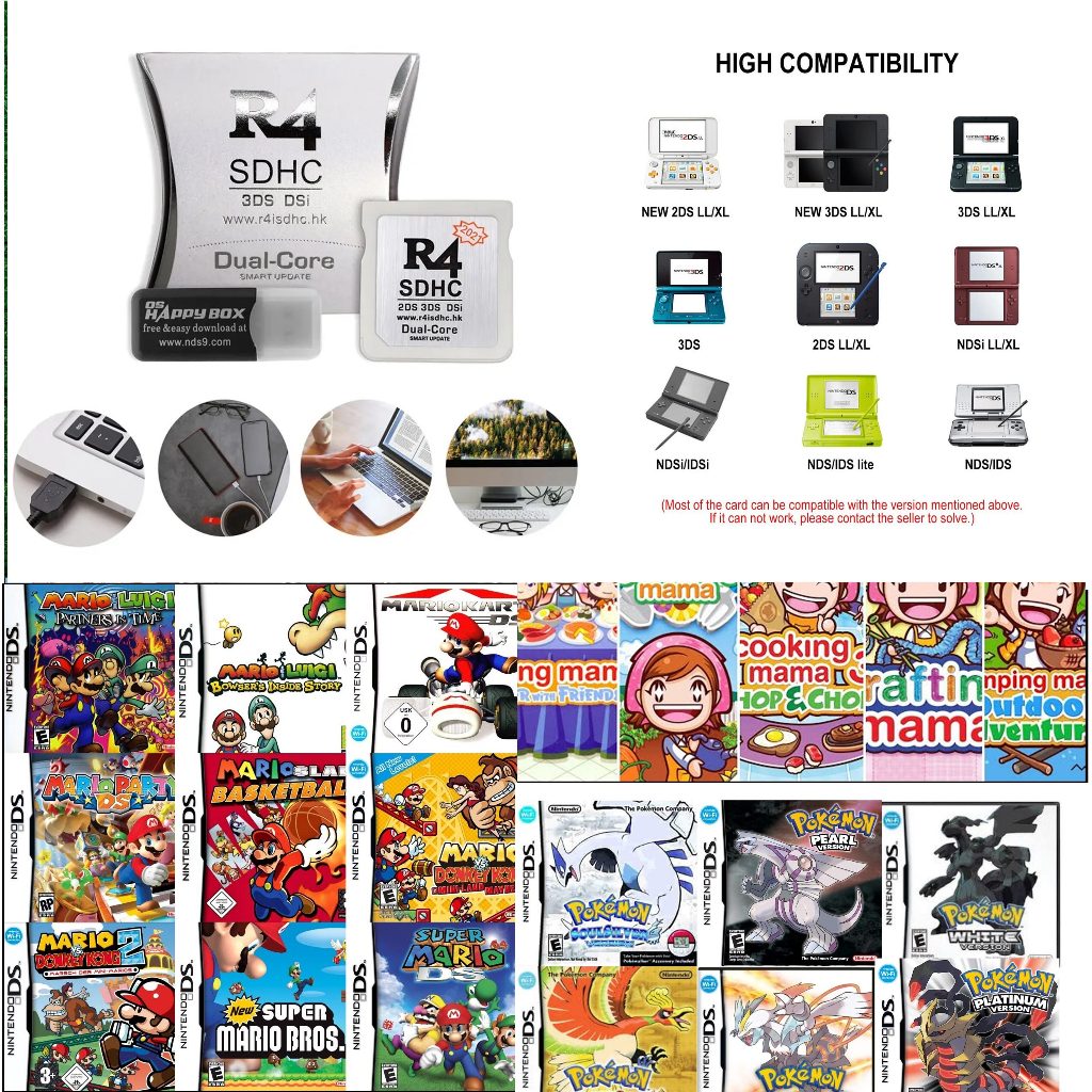 ตลับ R4 + เมม 32GB พร้อมเกมฮิต NDS / NDSL / NDSi / NDSi LL | Shopee Thailand