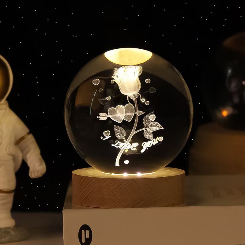 Panasi โคมไฟลูกแก้ว 3D LED USB โคมไฟตกแต่งห้องนอนLED ลูกแก้ว6cm ของขวัญวันเกิด NO:3D6 | Shopee ...