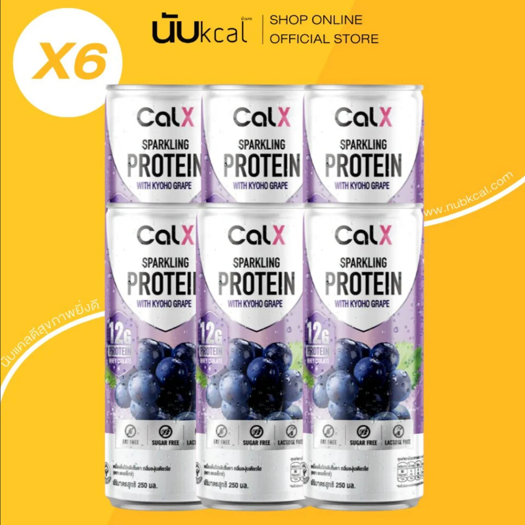 (Pack6) CALX เครื่องดื่มโปรตีนโซดา กลิ่น องุ่นเคียวโฮ 6 กระป๋อง ...