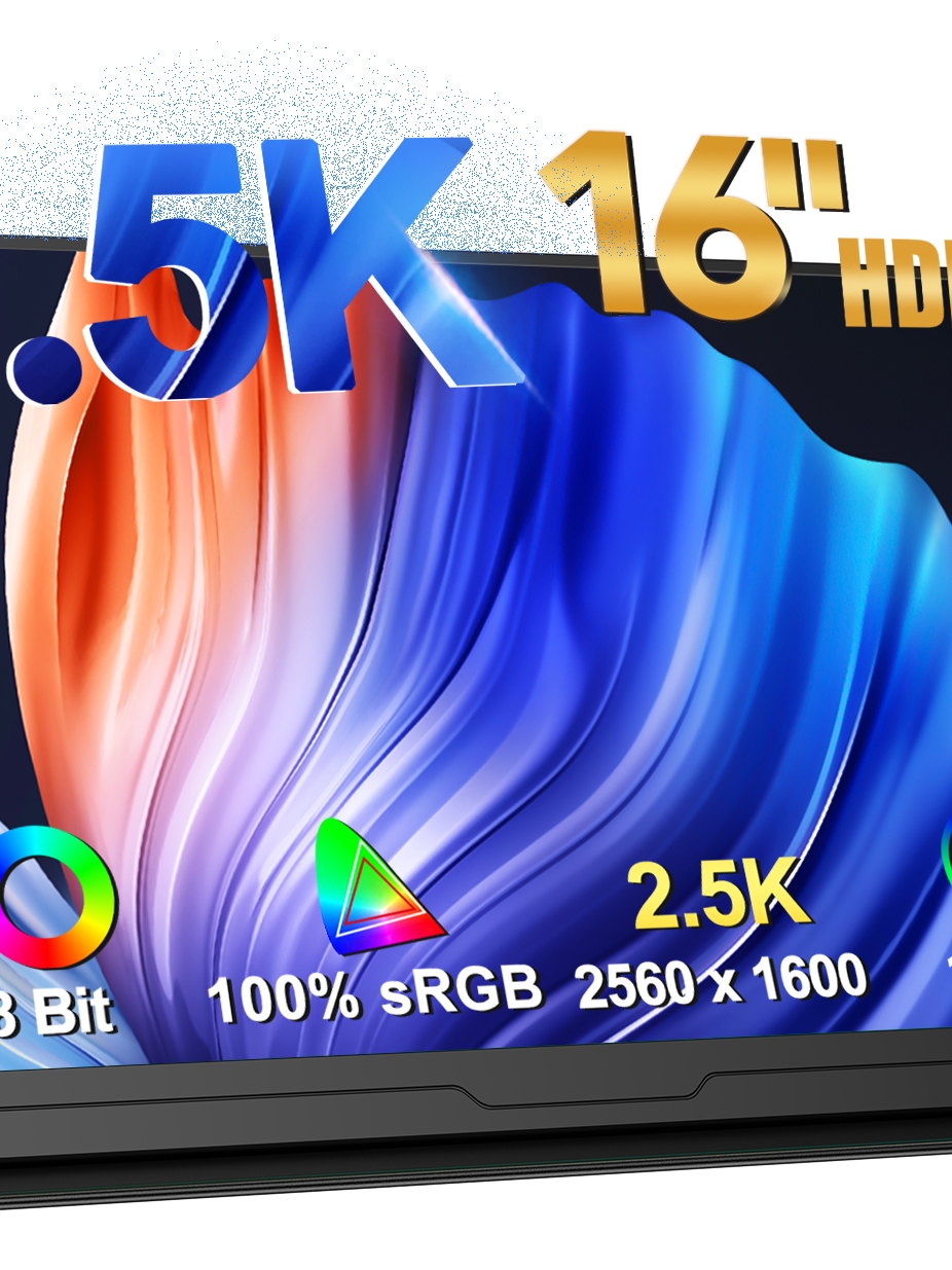 UPERFECT 2K/1080P Portable Monitor 120hz /60hz 16-inch 2K Matte IPS Eye ...