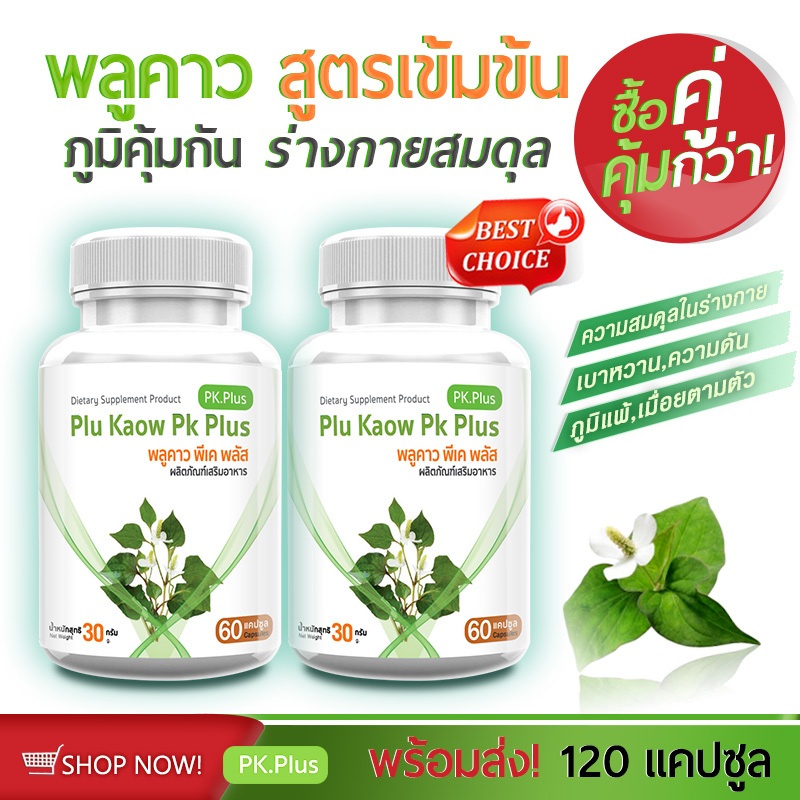PK Plus Plu Kaow พลูคาว พีเค พลัส เสริมภูมิ ต้านไวรัส พิเศษ ซื้อคู่ ...