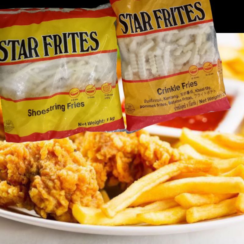 เฟรนฟรายส์ Star Frites สำเร็จรูปแช่แข็ง (เส้นเล็กปรกติ+เส้นใหญ่หยัก แพ ...