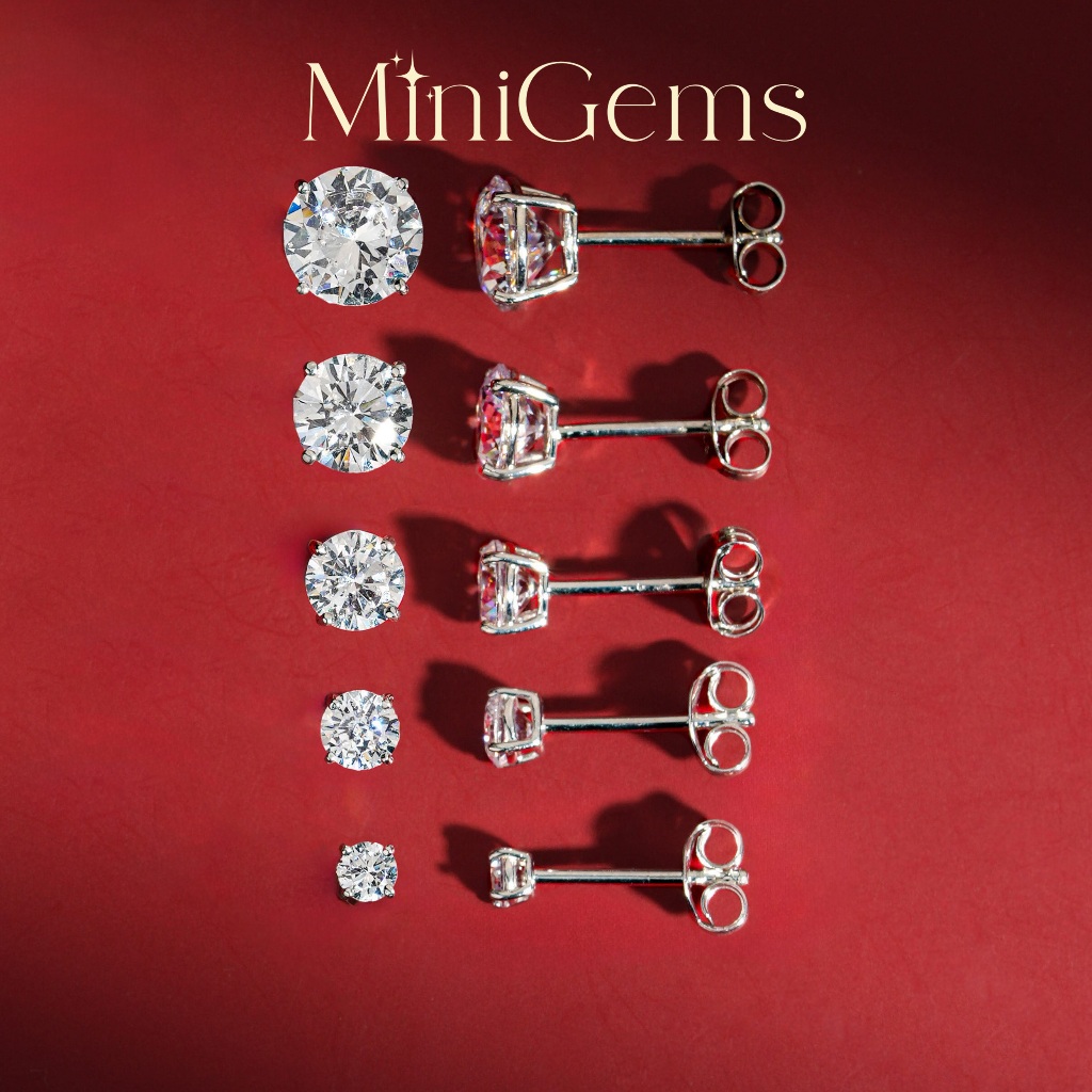 Mini Gems ต่างหูเพชรสวิส CZ ต่างหูเงินแท้ 92.5 เกรดพรีเมี่ยม ( 1 คู่ ...