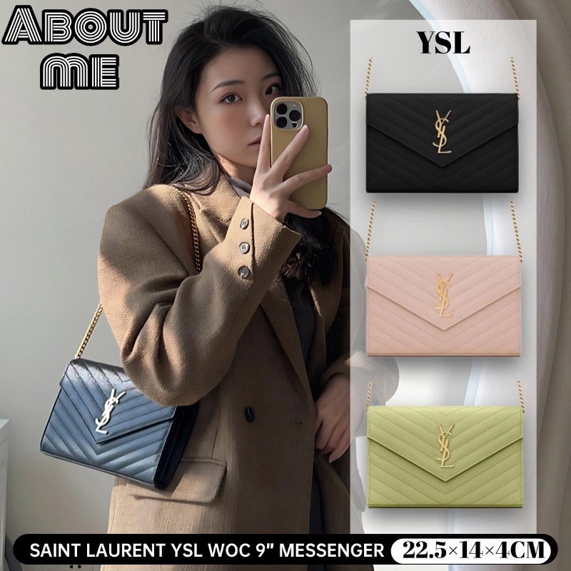 แซงต์โลร็องต์ Saint Laurent WOC Women's Chain Envelope Bag YSL กระเป๋าค ...
