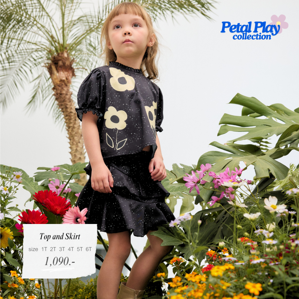 Tilly Milly ชุดเซ็ตกระโปรง (ลูกสาว) ลายดอกไม้สีดำ - Petal play | Shopee ...