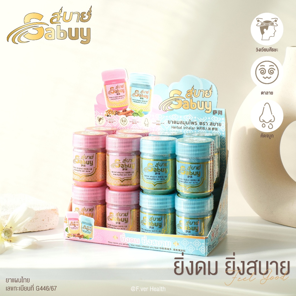 [set 2 กระปุก] Sabuy Herbal Inhalant ยาดมสบาย ยาดม สบาย ยาดมสมุนไพร กลิ่นหอม สดชื่น ผ่อนคลาย ...