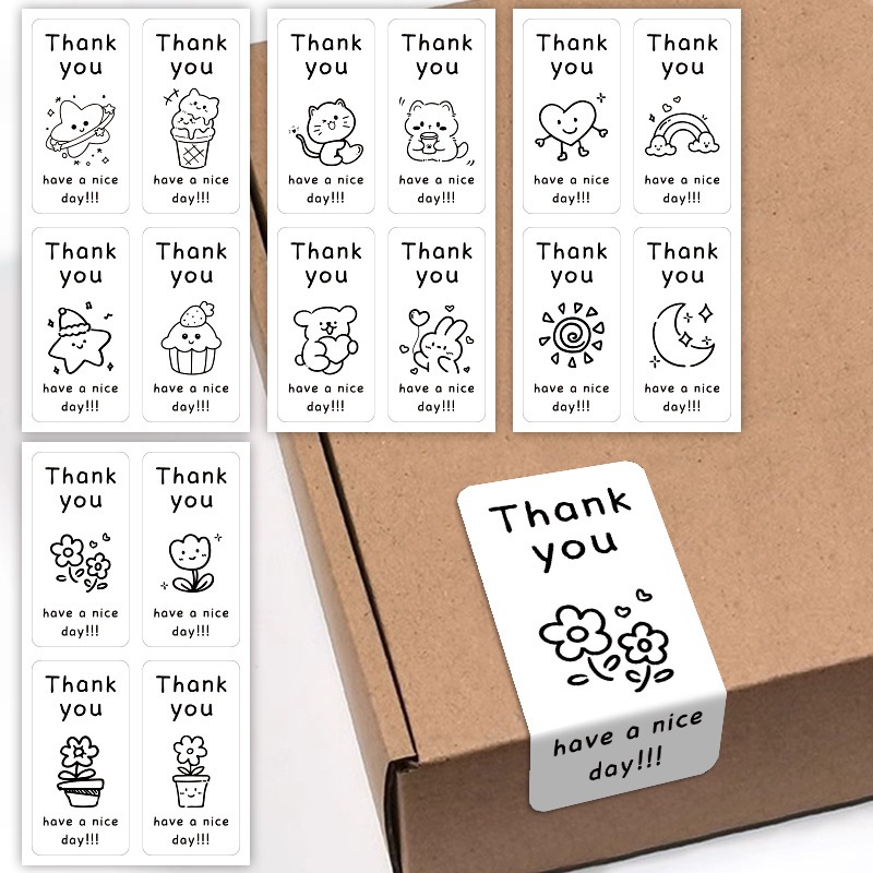 ้้( hh )สติกเกอร์ Thank you ลายเรียบง่ายน่ารัก สติกเกอร์ตกแต่งเบเกอรี่ ...
