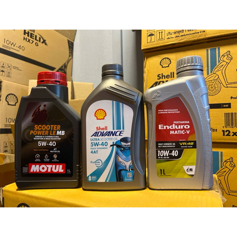 น้ำมันเครื่อ Shell advance ultra & MOTUL scooter LE Fully synthetic 5w ...