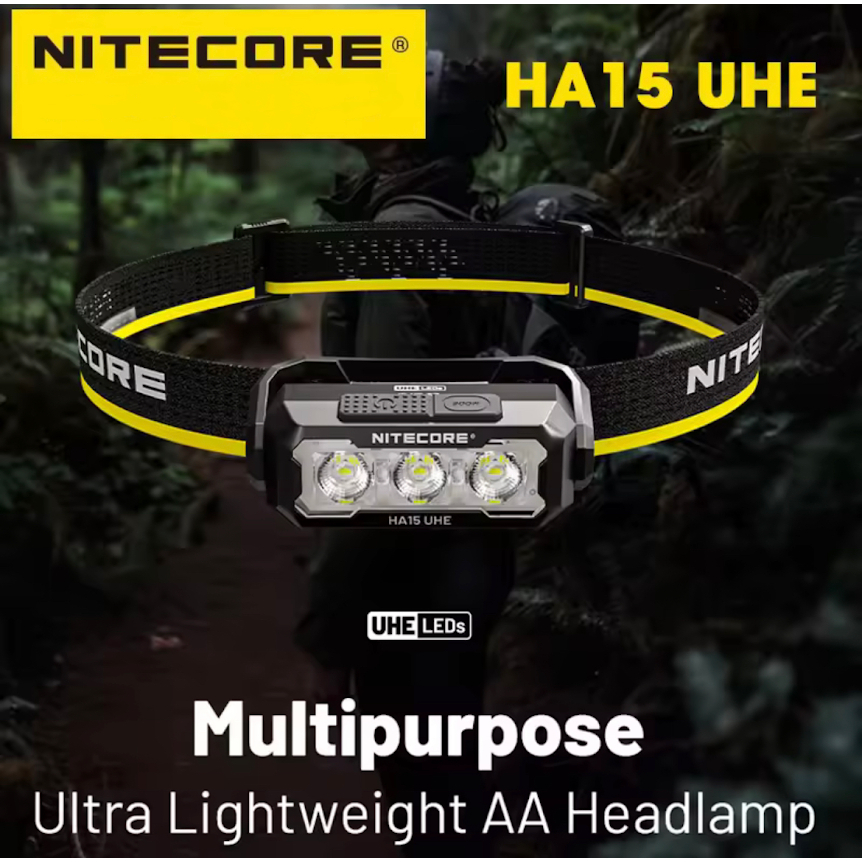 NITECORE HA15 UHE AA ไฟหน้าอเนกประสงค์ Ultra น้ําหนักเบา 400Lumens สําหรับวิ่งกลางคืน Camping ตก ...