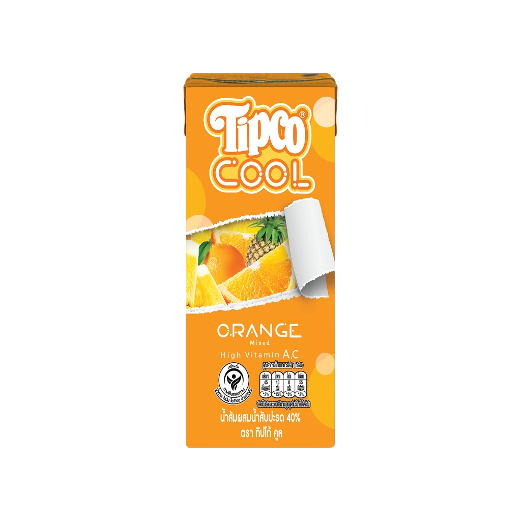TIPCO Cool ส้ม ผสมน้ำผลไม้รวม 40% ขนาด 180 มล. ยกลัง 24 กล่อง | Shopee Thailand