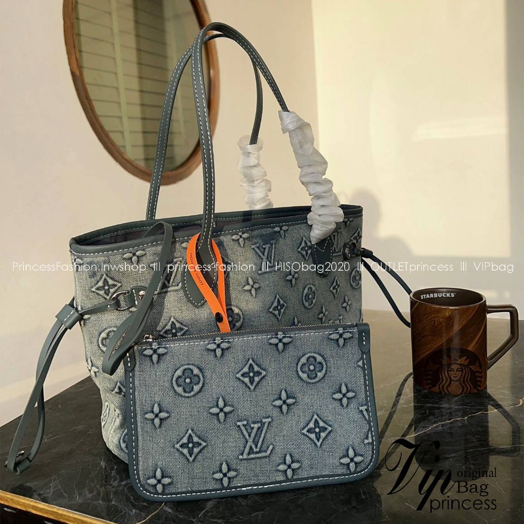 Neverfull Denim Tote Bag กระเป๋าสะพายทรงโท้ทเดนิมลายโมโนแกรมปั้มนูน ...