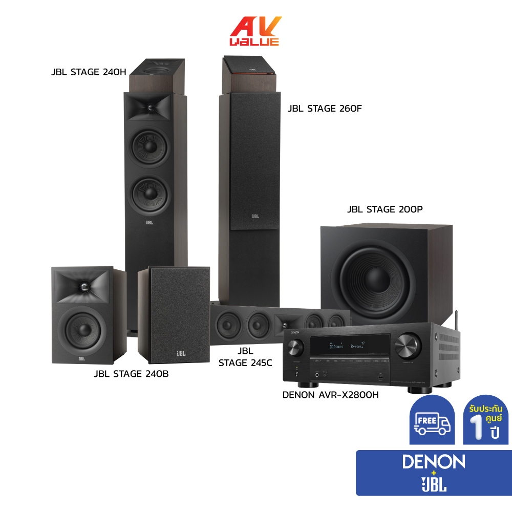 Denon AVR-X2800H & JBL Stage 245C+240B+240H+200P+260F - Dolby Atmos Home Theater Set (ATMOS ...