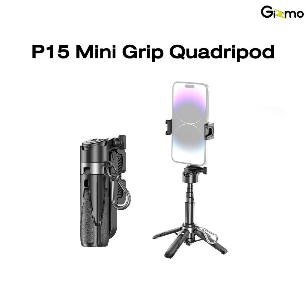 ไม้เซลฟี่ P15 MINI Grip Quadripod 3in1 ขาตั้ง มือถือ ไซต์มินิ พกพาง่าย มีรีโมท บลูทูธ สำหรับ ...
