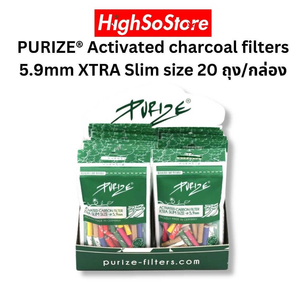 PURIZE® ฟิลเตอร์ ทิป Activated charcoal filters 5.9mm XTRA Slim size ...