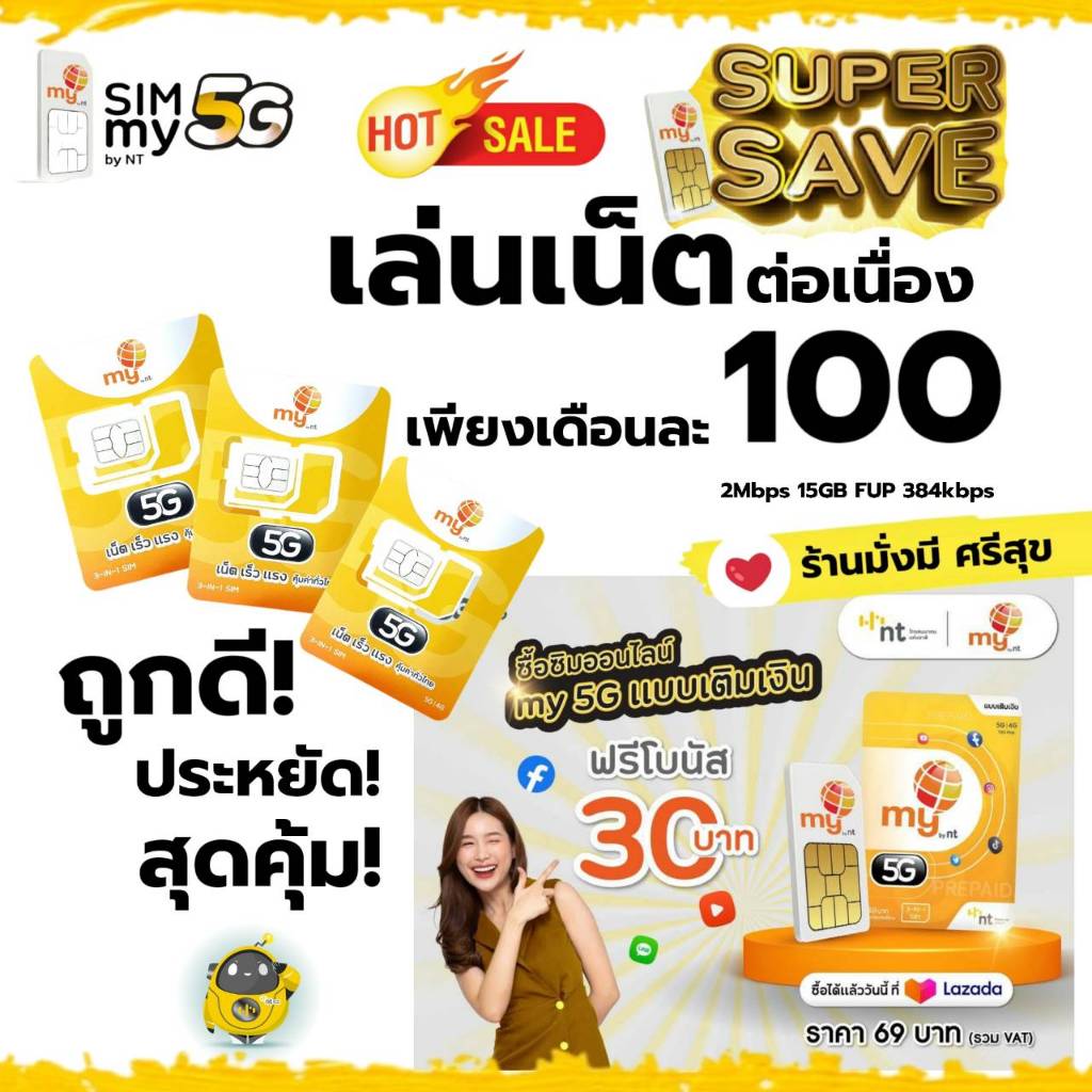 (my.01)ซิมมาย สมัครเน็ตต่อเนื่อง ตลอด 30วัน เพียง100 บาทต่อเดือน (2Mbps 15GB FUP 384kbps ...