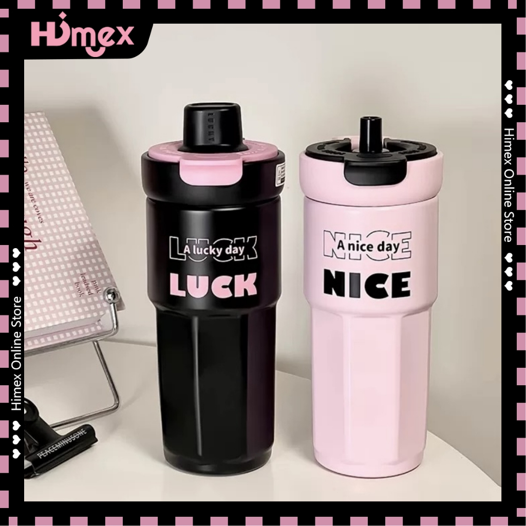 Himex แก้วเก็บความเย็น น่ารัก เกาหลี แก้วกาแฟเย็นสวยๆ แก้วสแตนเลส กระติกน้ําร้อน 560ml | Shopee ...