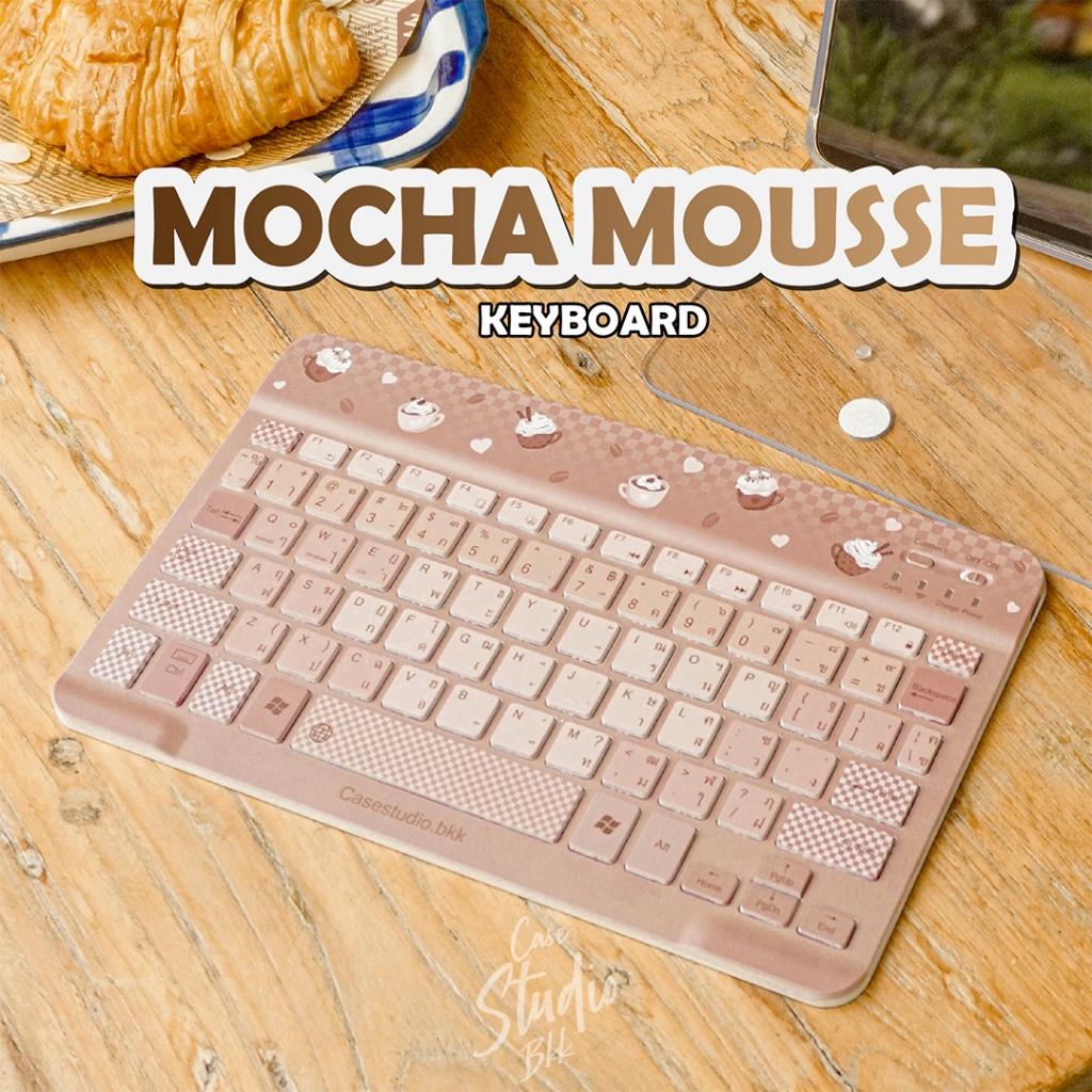 MOCHA MOUSSE Keyboard คีย์บอร์ดบลูทูธ คีย์บอร์ดไร้สาย สกรีนลายสุดน่ารัก ...
