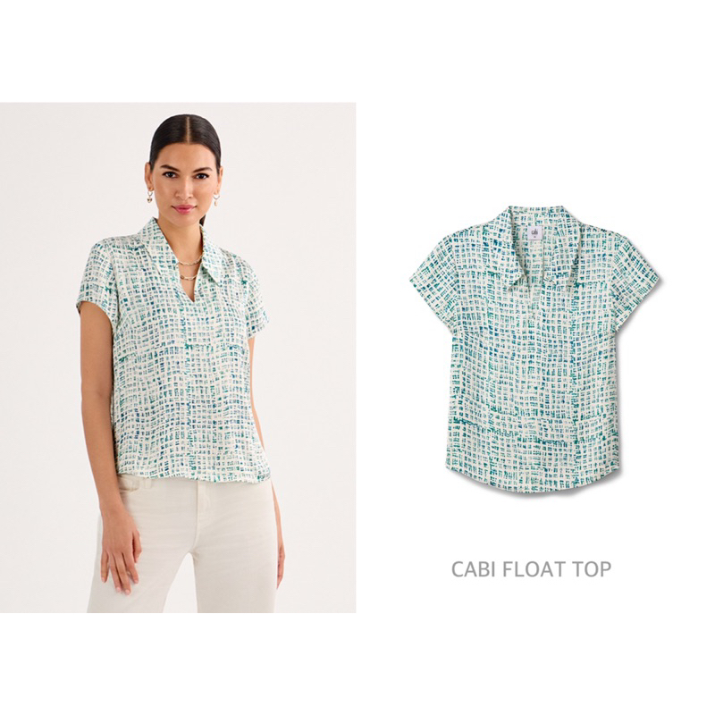 CABI เสื้อเบลาส์ คอวี แขนสั้น FLOAT TOP (A2806) | Shopee Thailand