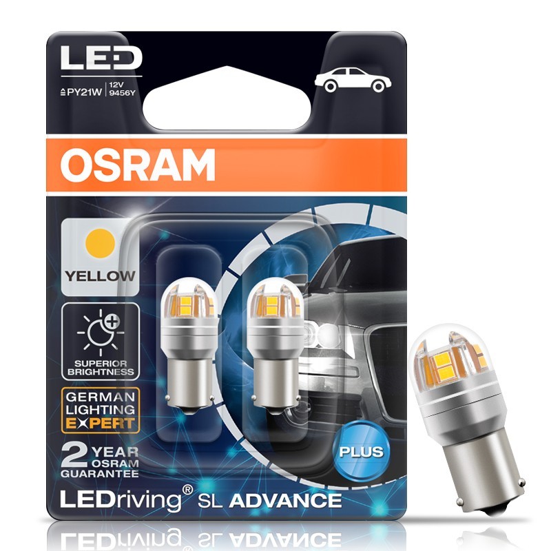 OSRAM หลอดไฟ LED ขั้วเขี้ยวเยื้อง PY21W 12V 2.5W รุ่น SL ADVANCE (ไฟ 1จุด) แสงสีเหลืองอำพัน ...