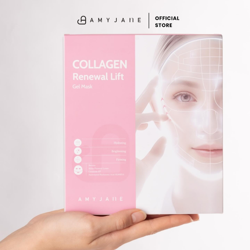 [ มาสก์คอลลาเจน ] - AMY JANE Collagen Renewal Lift Gel Mask 1 กล่อง 4 แผ่น | Shopee Thailand
