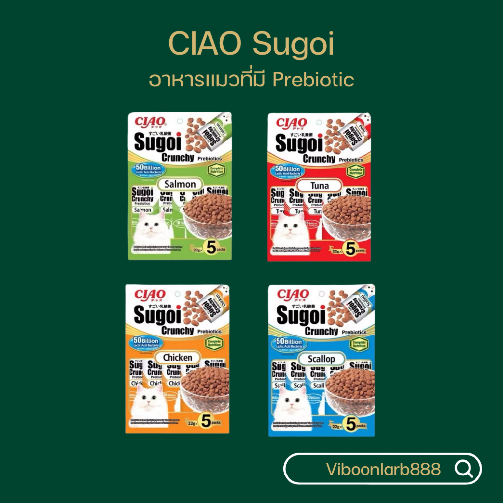 CIAO Sugoi Crunchy อาหารแมวเชา สูตรผสม พรีไบโอติกส์ ขนาดบรรจุ 22g 5 ซอง | Shopee Thailand