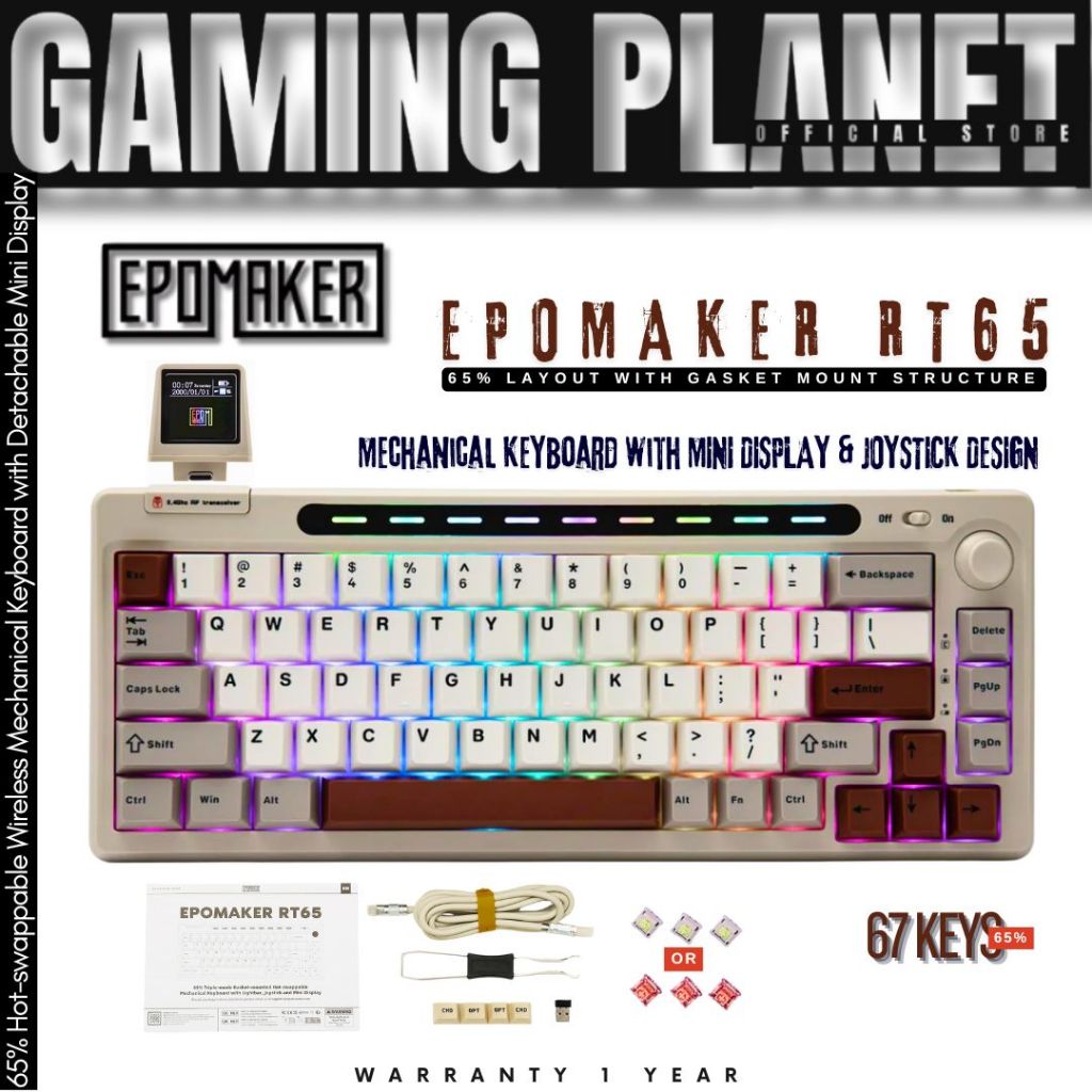 [ของแท้ 100%] EPOMAKER RT65 คีย์บอร์ด Mechanical RGB ขนาด 65% | หน้าจอ ...