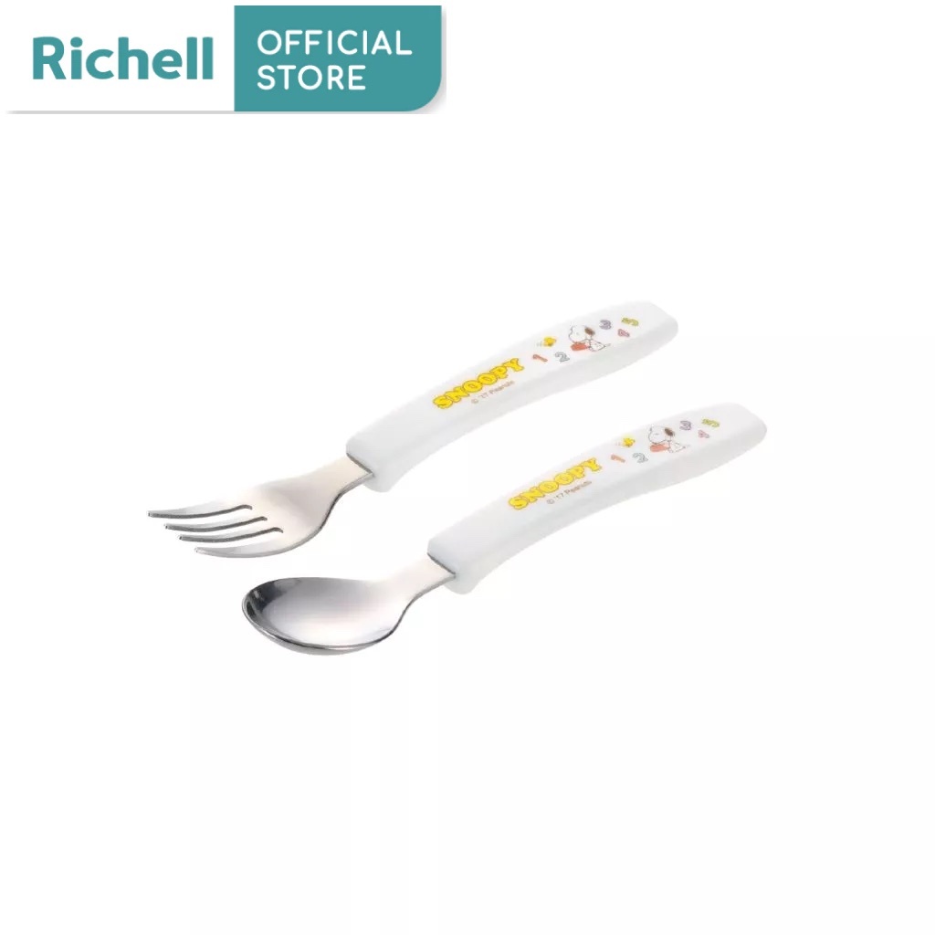 Richell(ริเชล) ชุดช้อนส้อมสแตนเลสรุ่นTLI (Training Learning Interesting) ที่ออกแบบมาให้มีองศาที่ ...