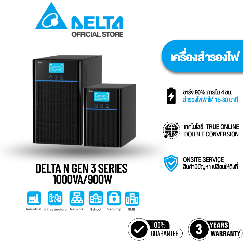 Delta UPS N Gen 3 Series 1000VA/900W เครื่องสำรองไฟ [NX-1kVA] | Shopee ...