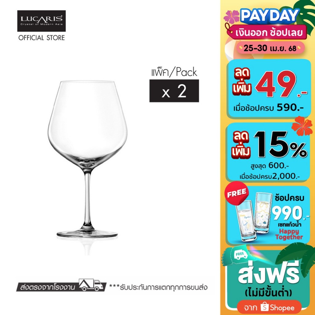 LUCARIS แก้วไวน์แดง TOKYO TEMPTATION BURGUNDY 740 ML. (Pack of 2 ...