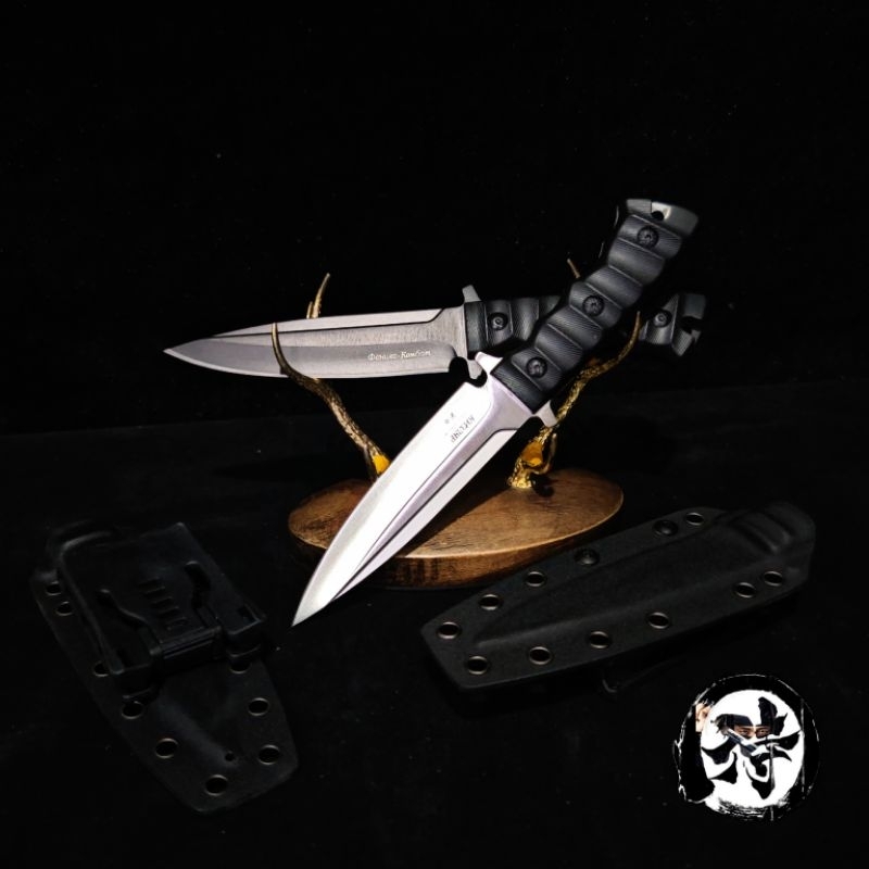 มีด เดินป่า เหล็กDC53ความแข็ง 60+2 HRCด้ามจับไนลอนไฟเบอร์กลาสซองKYDEX มี 2 สี ให้เลือก | Shopee ...