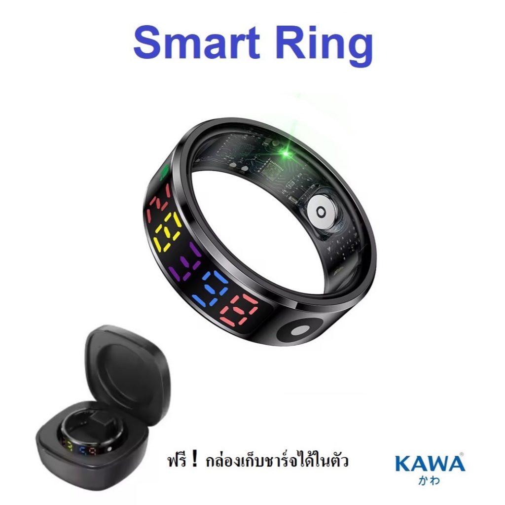 แหวนอัจฉริยะ Smart Ring Kawa R12 มาพร้อมจอ LED วัดอัตราการเต้นหัวใจ การนอน กันน้ำ 50 เมตร ...