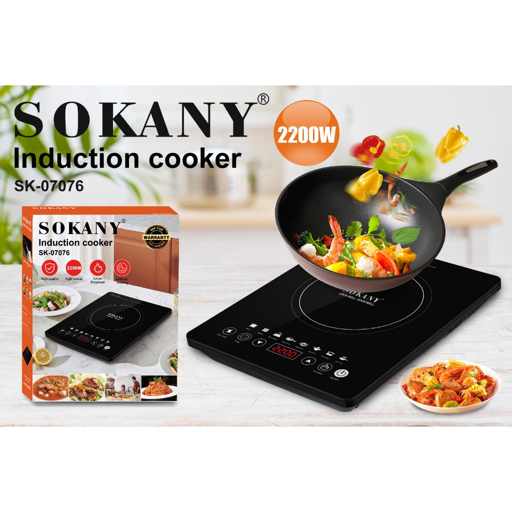 SOKANY 2200W สแตนเลส เตาแม่เหล็กไฟฟ้า induction cooker ใช้ได้กับกระทะ ...