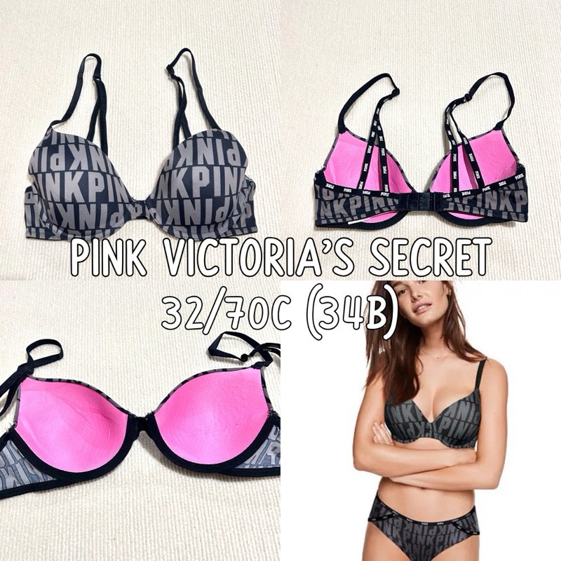 (สภาพใหม่) PINK victoria's secret | 32/70C (34B) เสื้อชั้นในสายสปอร์ต สายปั๊มแบรนด์ ผ้าพิมพ์ลาย ...