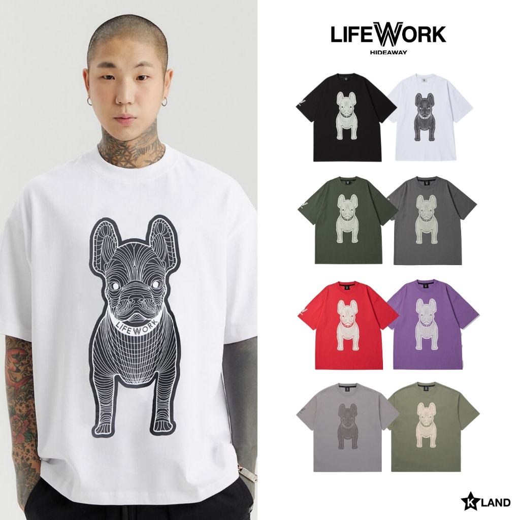LIFEWORK SILKET RADOG SHORT SLEEVED T-SHIRT เสื้อไลฟ์เวิร์คหมาทึบ แขนสั้น คอกลม (LWK24TS0001U ...