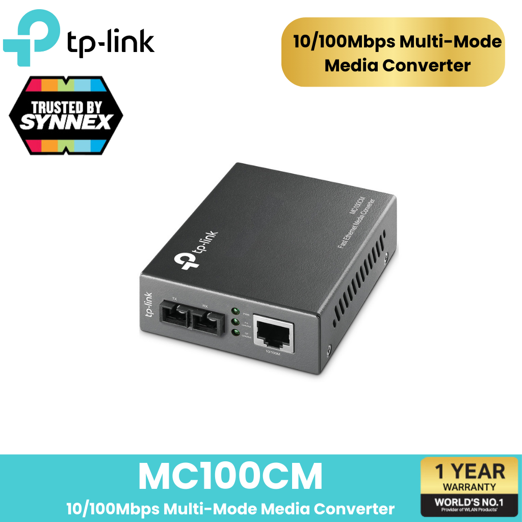 TP-LINK (อุปกรณ์แปลงสัญญาณไฟเบอร์ออฟติก) MC100CM Omada 10/100Mbps Multi ...
