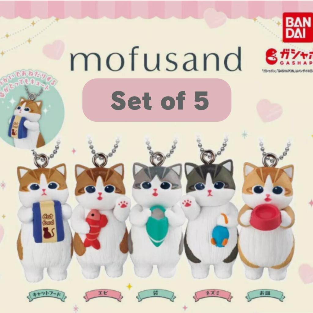 BRAND-NEW Set of 5 Mofusand Begging Cat Mascot 2025 Bandai GASHAPON ...
